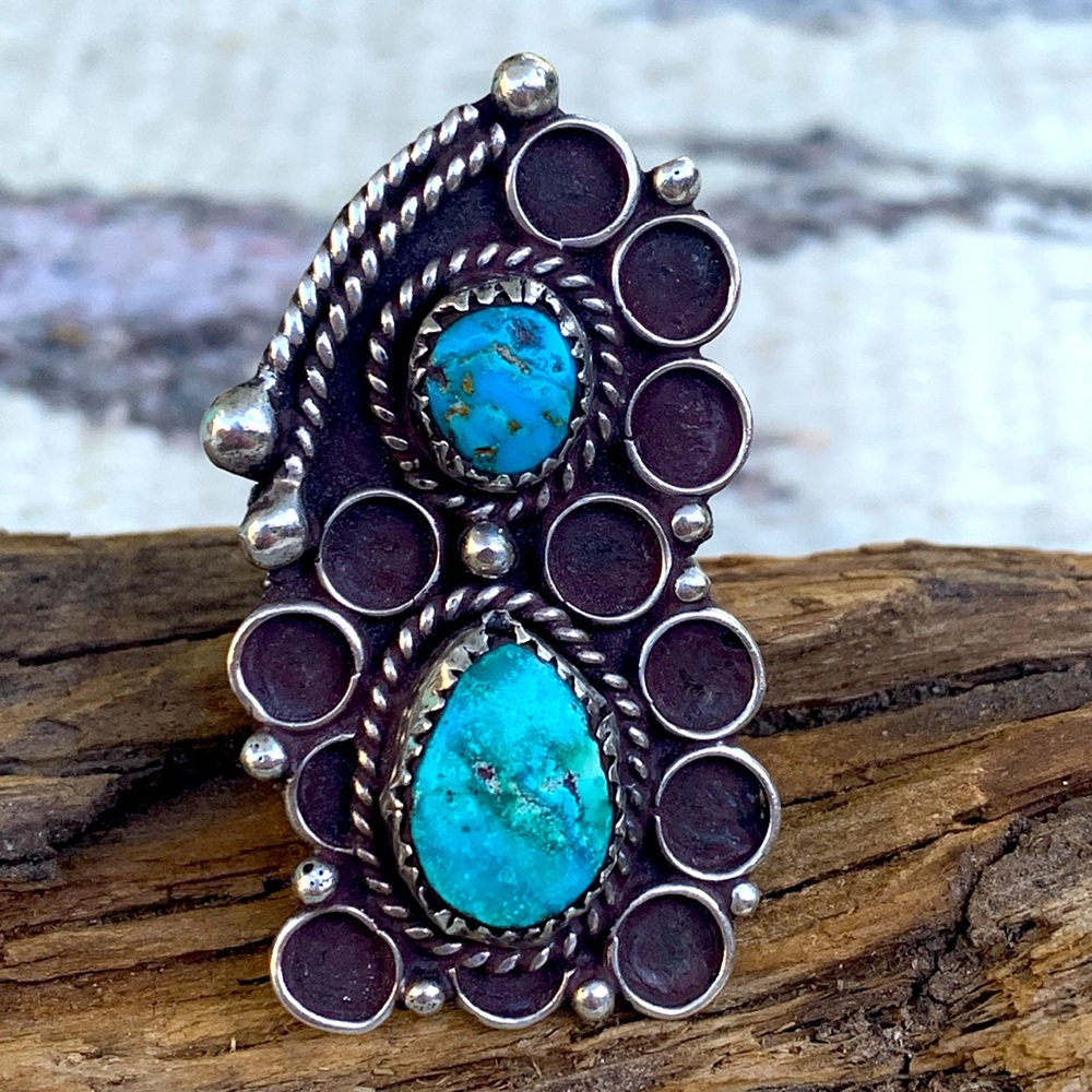 Huge Zuni Navajo Double Shadow Box Turquoise And Ster… - Gem